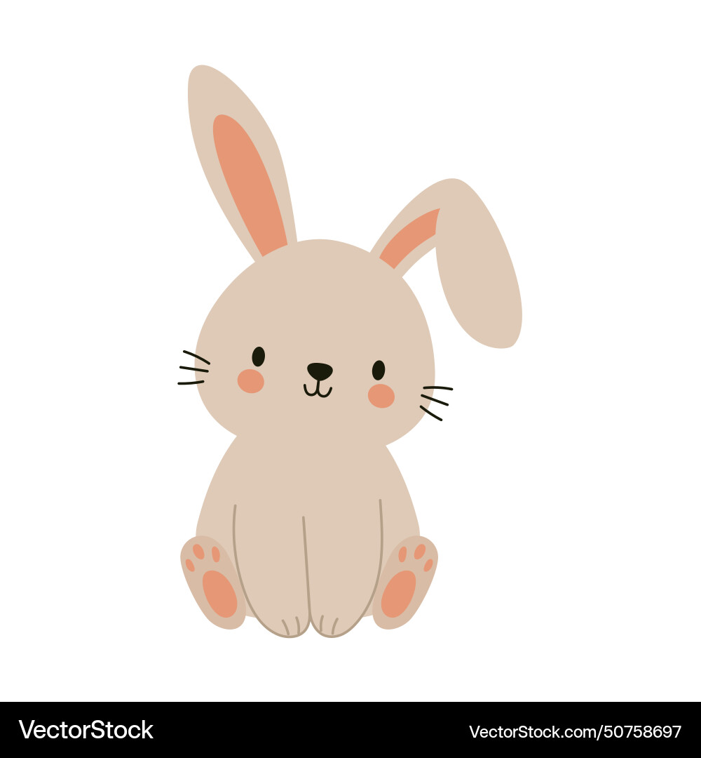 Adorable boho easter bunny cartoon rabbit Vector Image