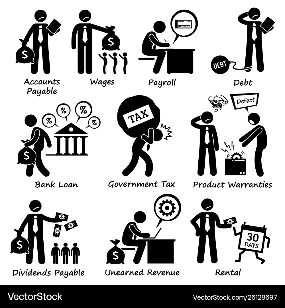 Company Financial Liability Icons Royalty Free Vector Image