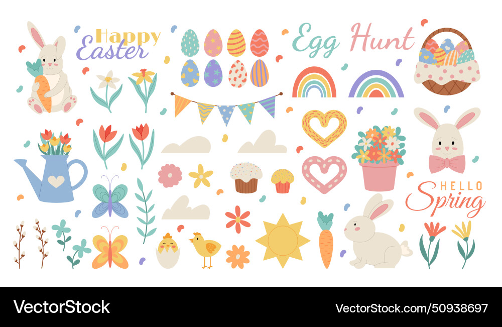Cute spring garden easter holiday cartoon animal Vector Image