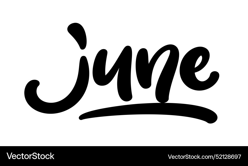 June hand drawn calligraphy text modern Royalty Free Vector