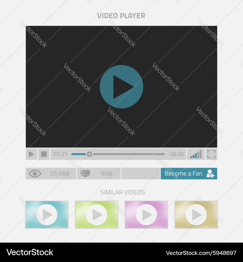 Modern Video Player Interface Royalty Free Vector Image