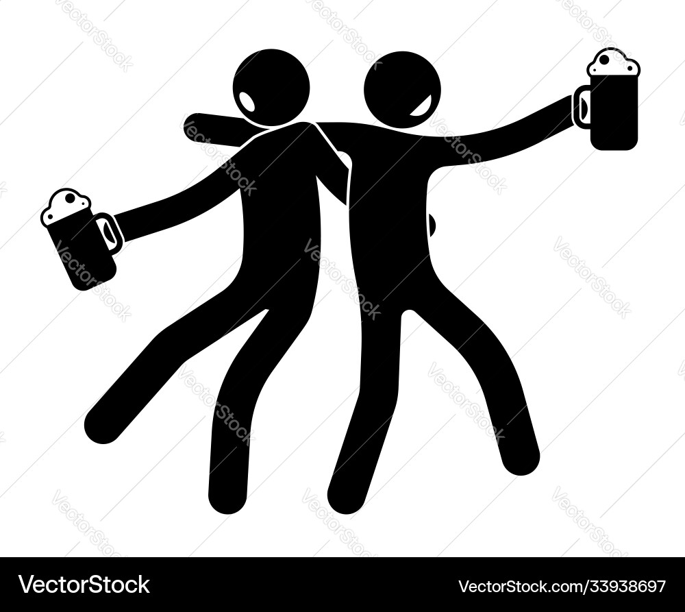 Two Drunken Friends Enjoying Beer Royalty Free Vector Image