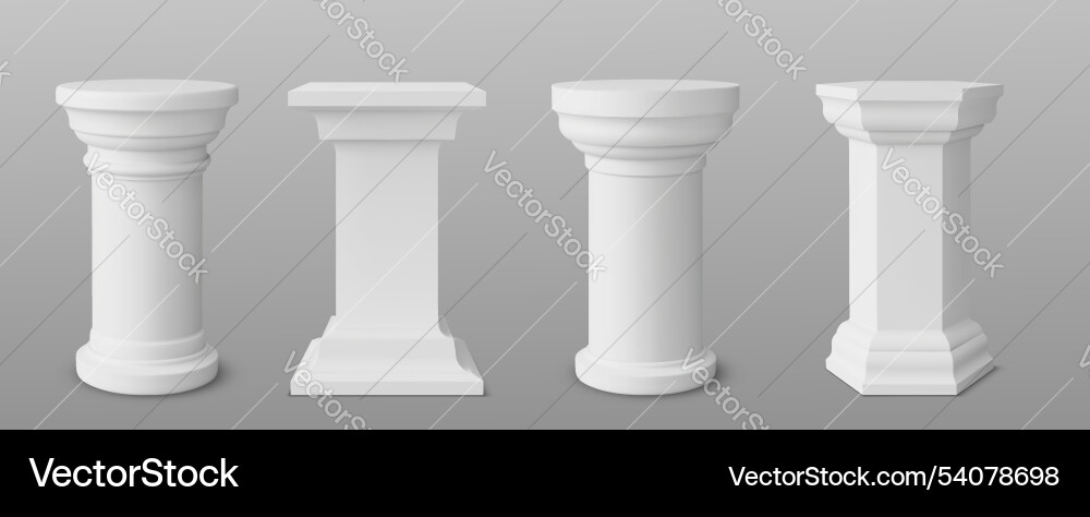 3d white pillar podium museum column stand Vector Image