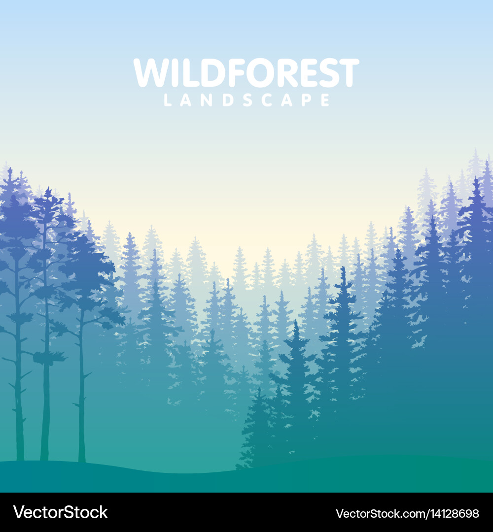Blue wildforest landscape Royalty Free Vector Image