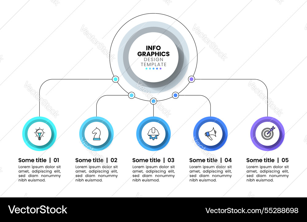 Infographic template linked circles with 5 steps Vector Image
