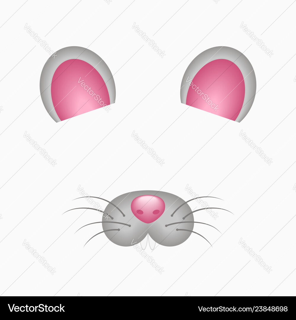 Mouse ears nose and teeth photo video filter Vector Image