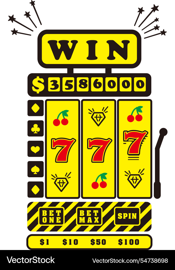 Slot machine three seven numbers Royalty Free Vector Image
