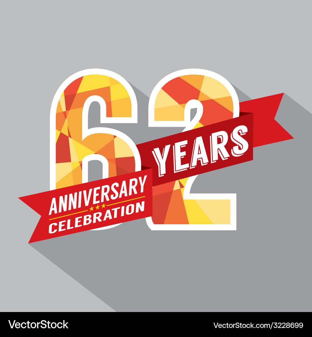 62nd years anniversary celebration design Vector Image