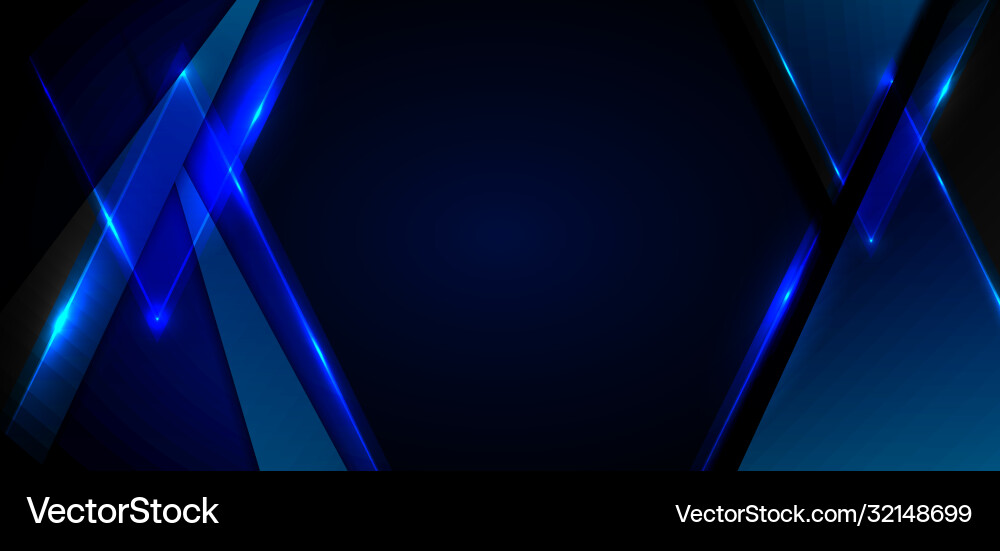 Abstract blue triangles with lighting laser Vector Image