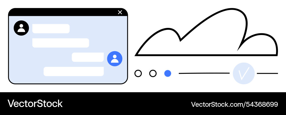 Chat interface next to cloud storage concept Vector Image