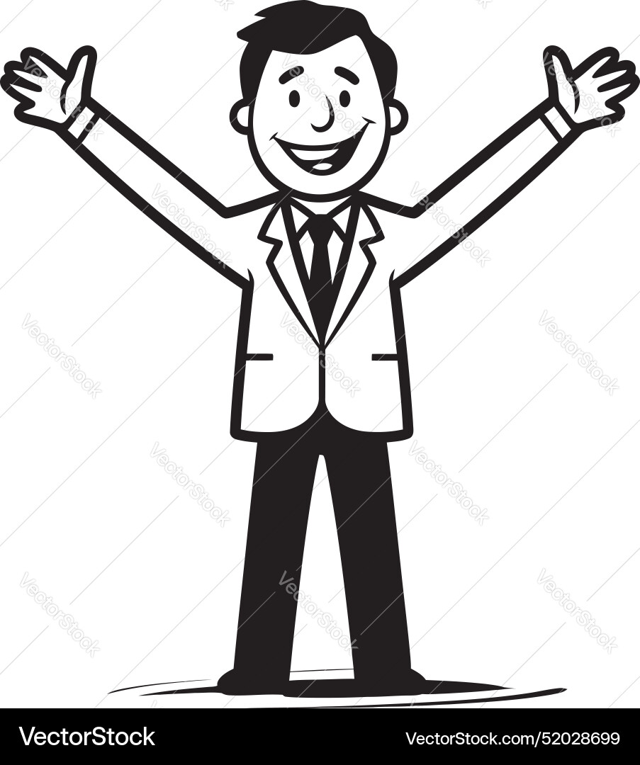 Cheerful corporate visionary stick figure Vector Image
