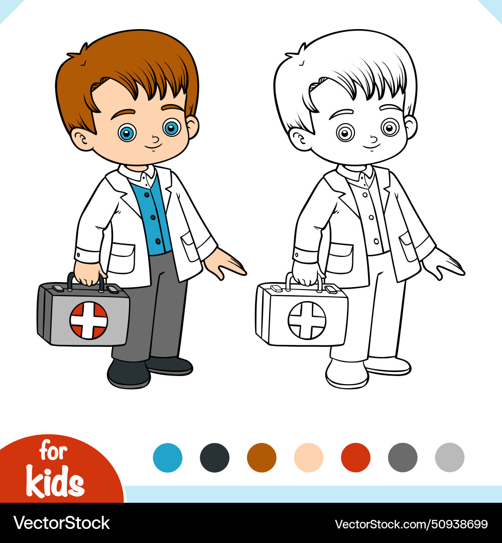 Coloring book emergency doctor with a first aid Vector Image