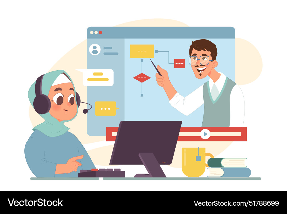 Computer science online class for kids little Vector Image