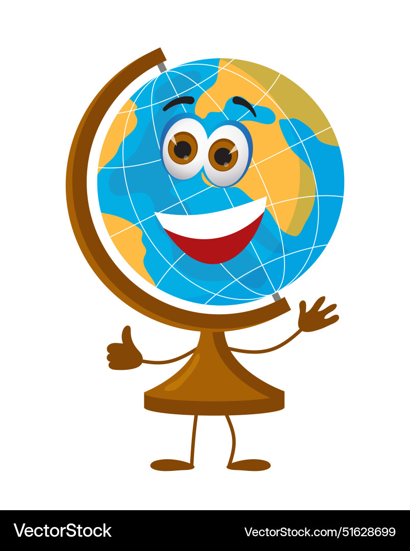 Funny school globe with eyes on white background Vector Image