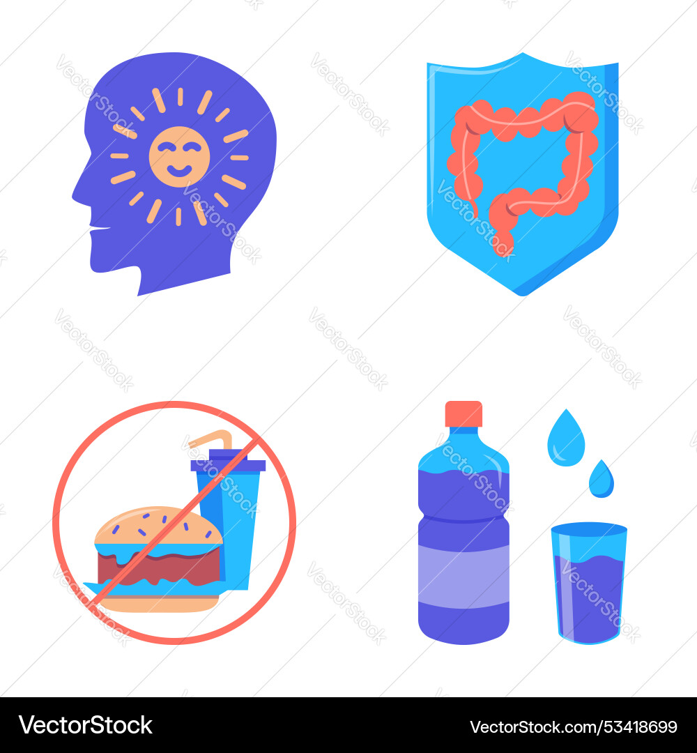 Healthy eating neon icon set Royalty Free Vector Image
