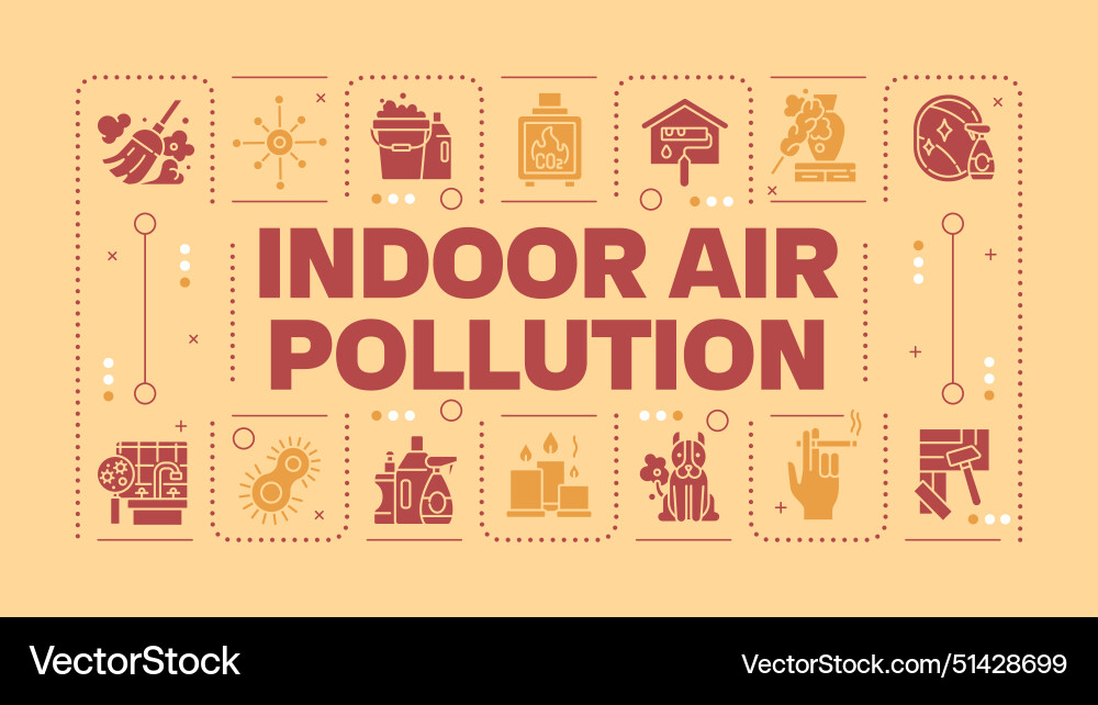 Indoor air pollution light yellow word concept Vector Image