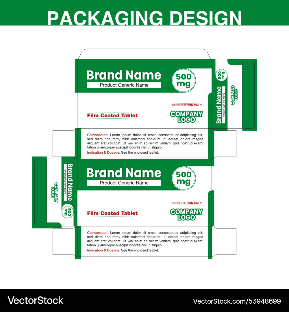 Medicine packaging box design Royalty Free Vector Image