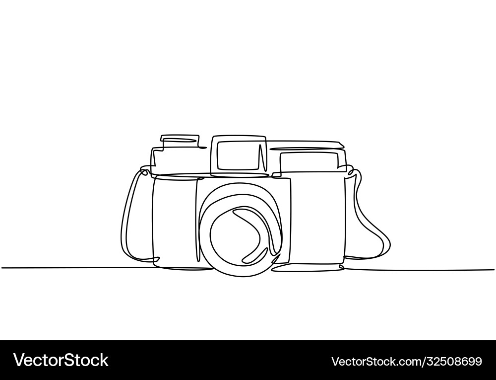 One single line drawing old retro analog film Vector Image