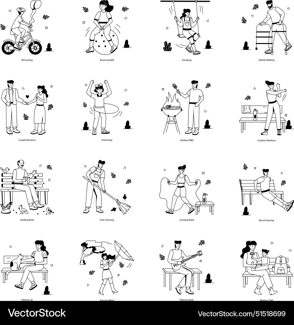 Park activities flat Royalty Free Vector Image