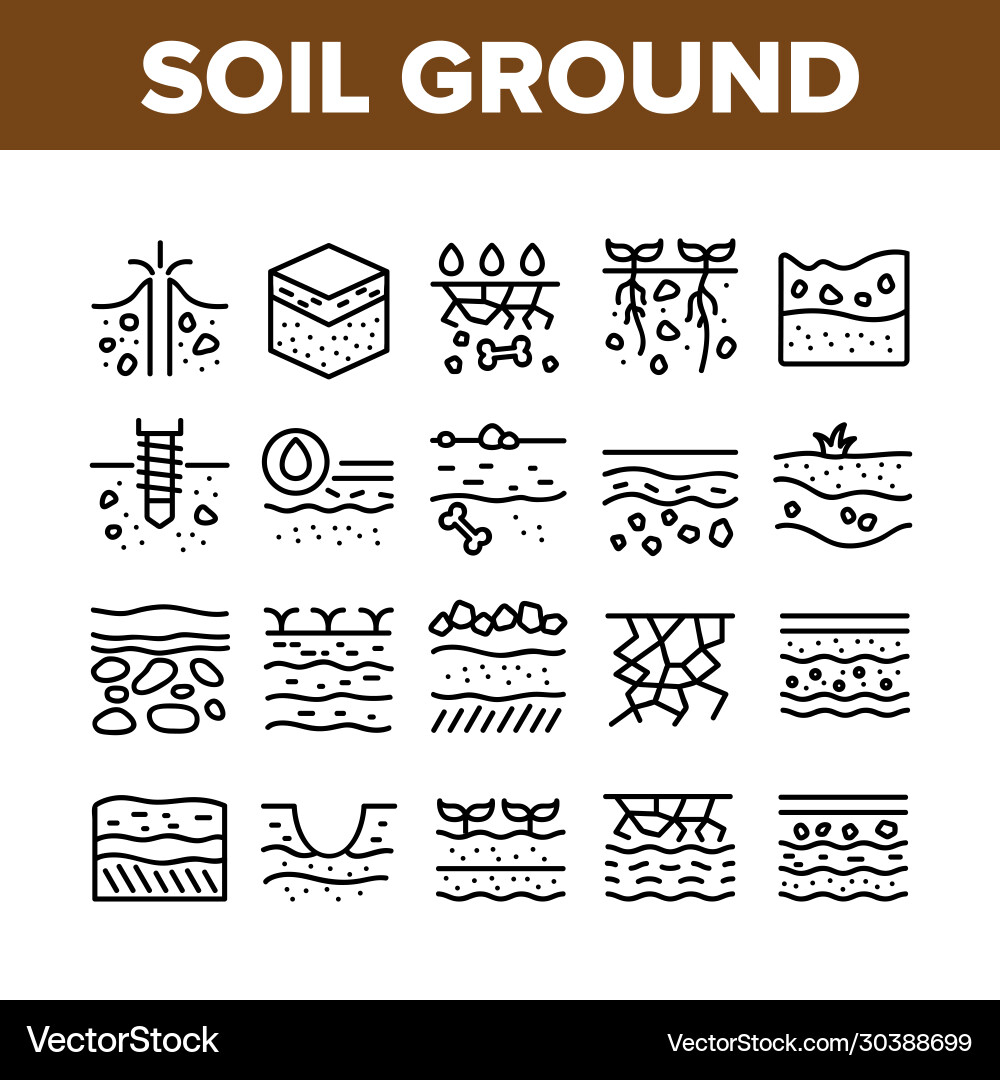 Soil ground research collection icons set Vector Image