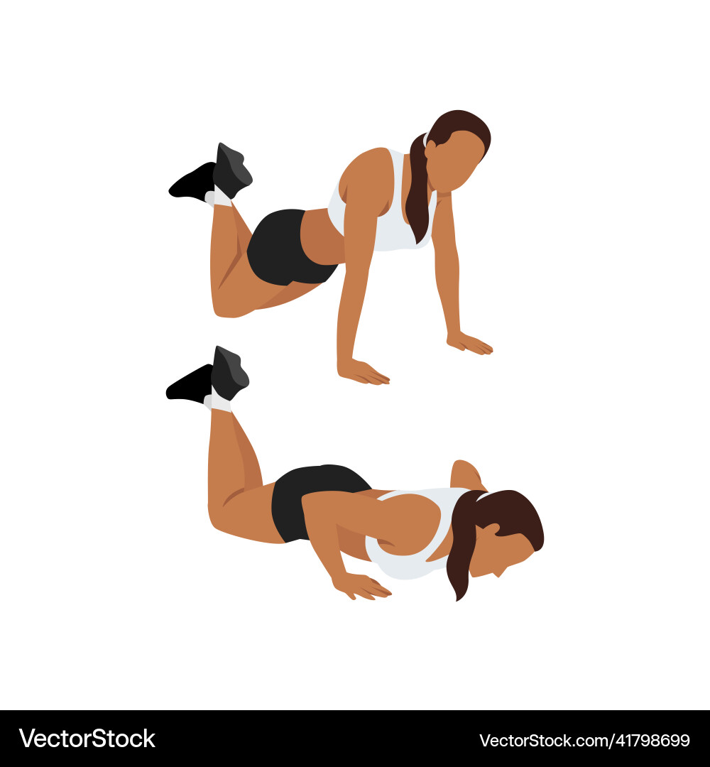 Woman doing modified knee push ups exercise Vector Image