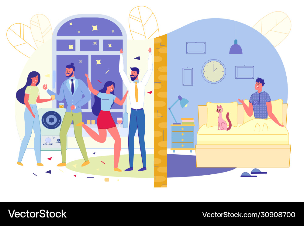 Apartment Party Disturbs Neighbor Royalty Free Vector Image