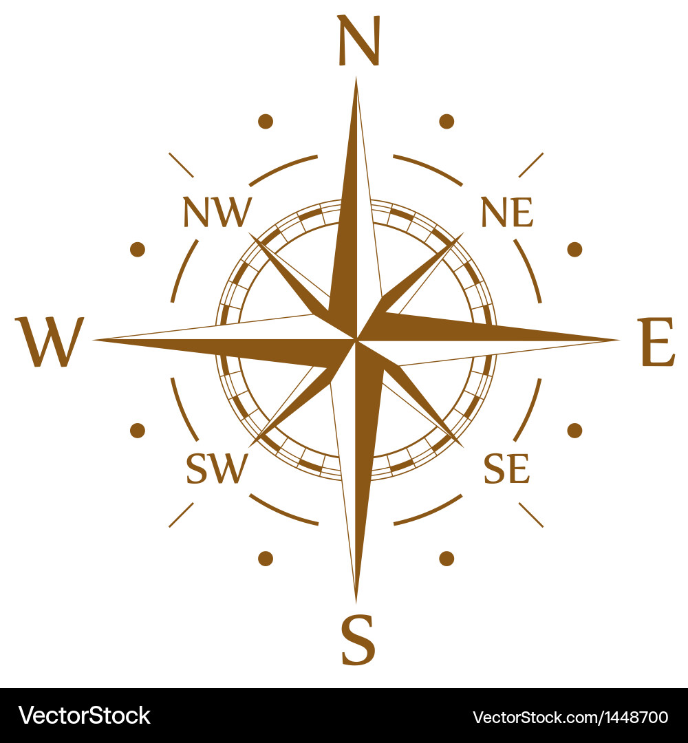 Brown compass Royalty Free Vector Image - VectorStock