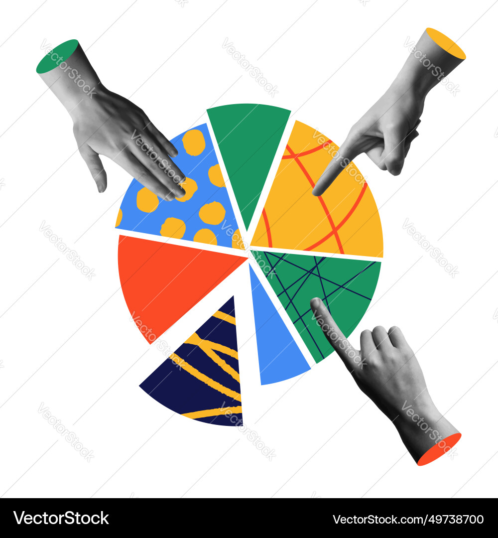 Circle chart hand together equality concept Vector Image