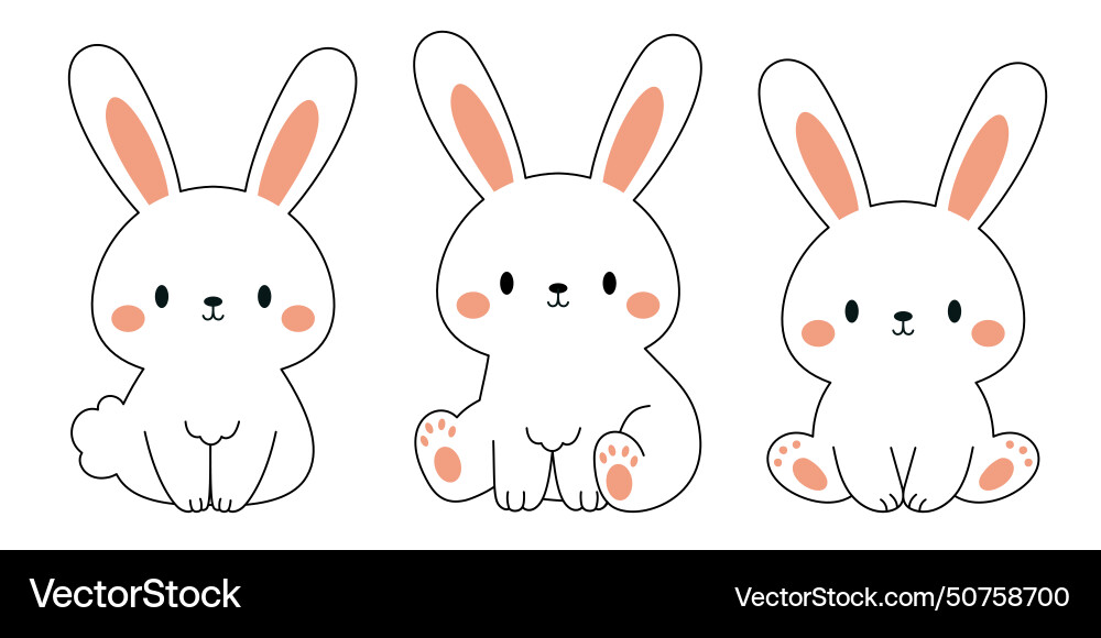 Cute little easter bunny outline sketch Royalty Free Vector