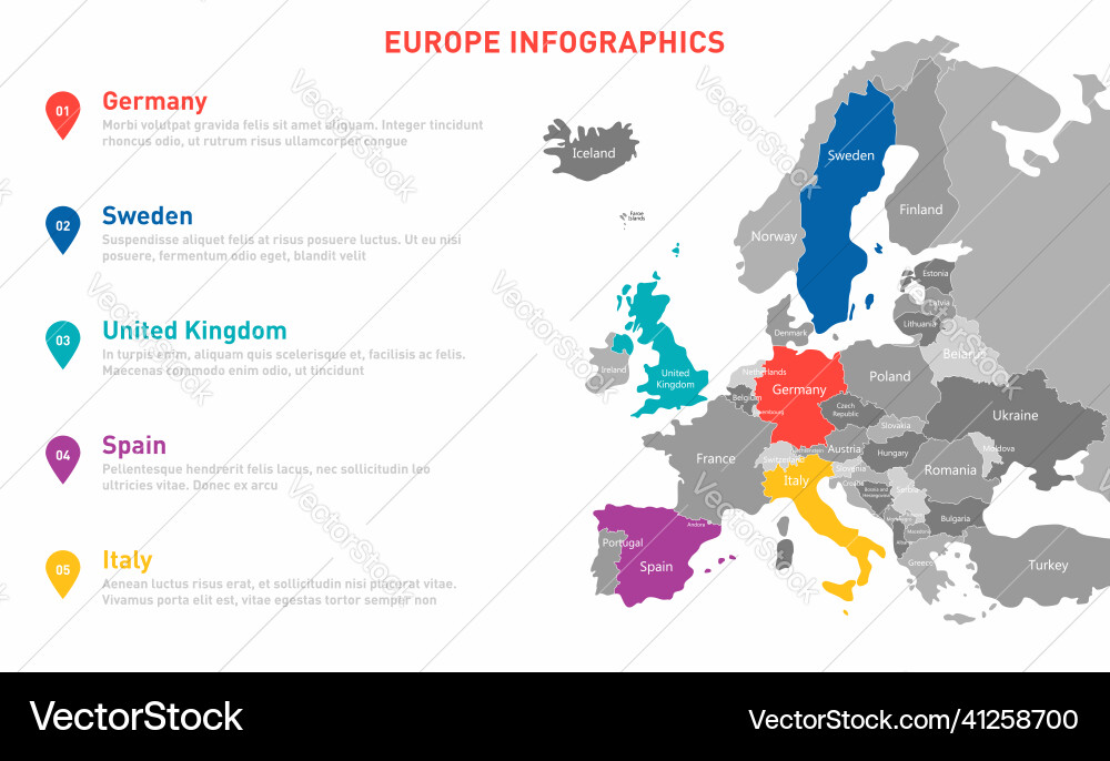 Europe map infographic template with european Vector Image