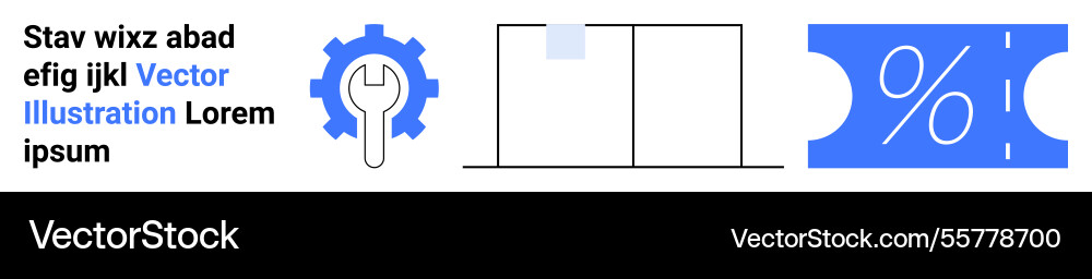 Gear with wrench grid layout and discount ticket Vector Image