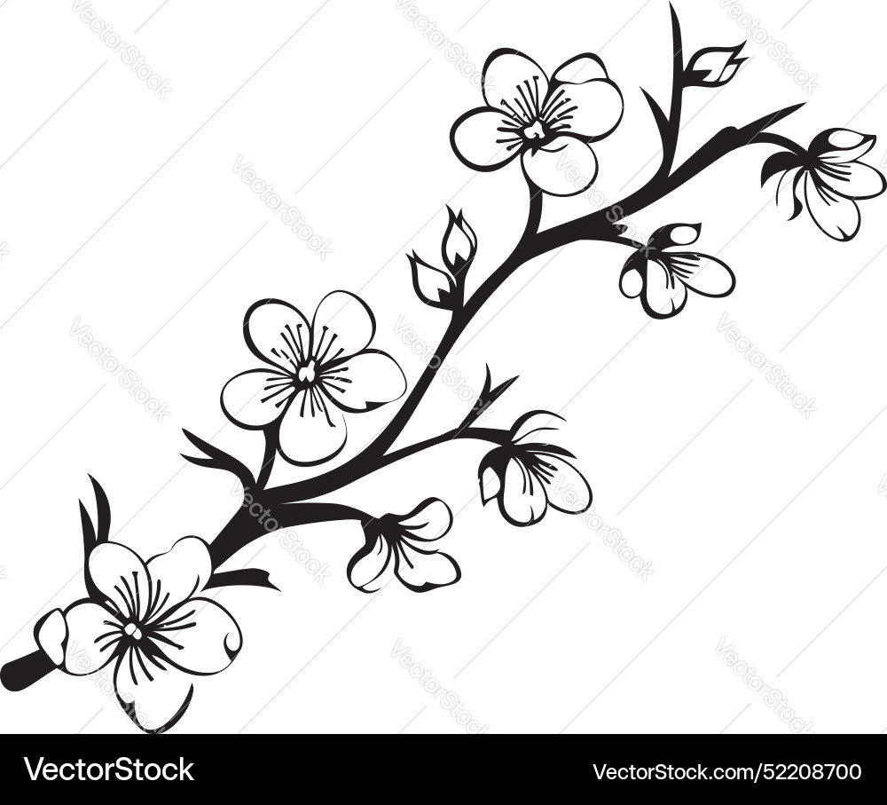 Shadowed sakura silhouette black logo on tree – Royalty-Free Vector ...
