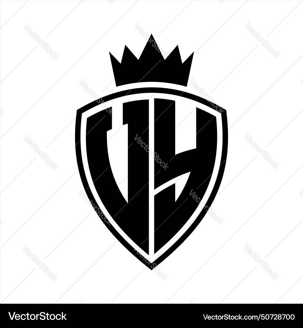 Vy letter monogram shield and crown outline shape Vector Image