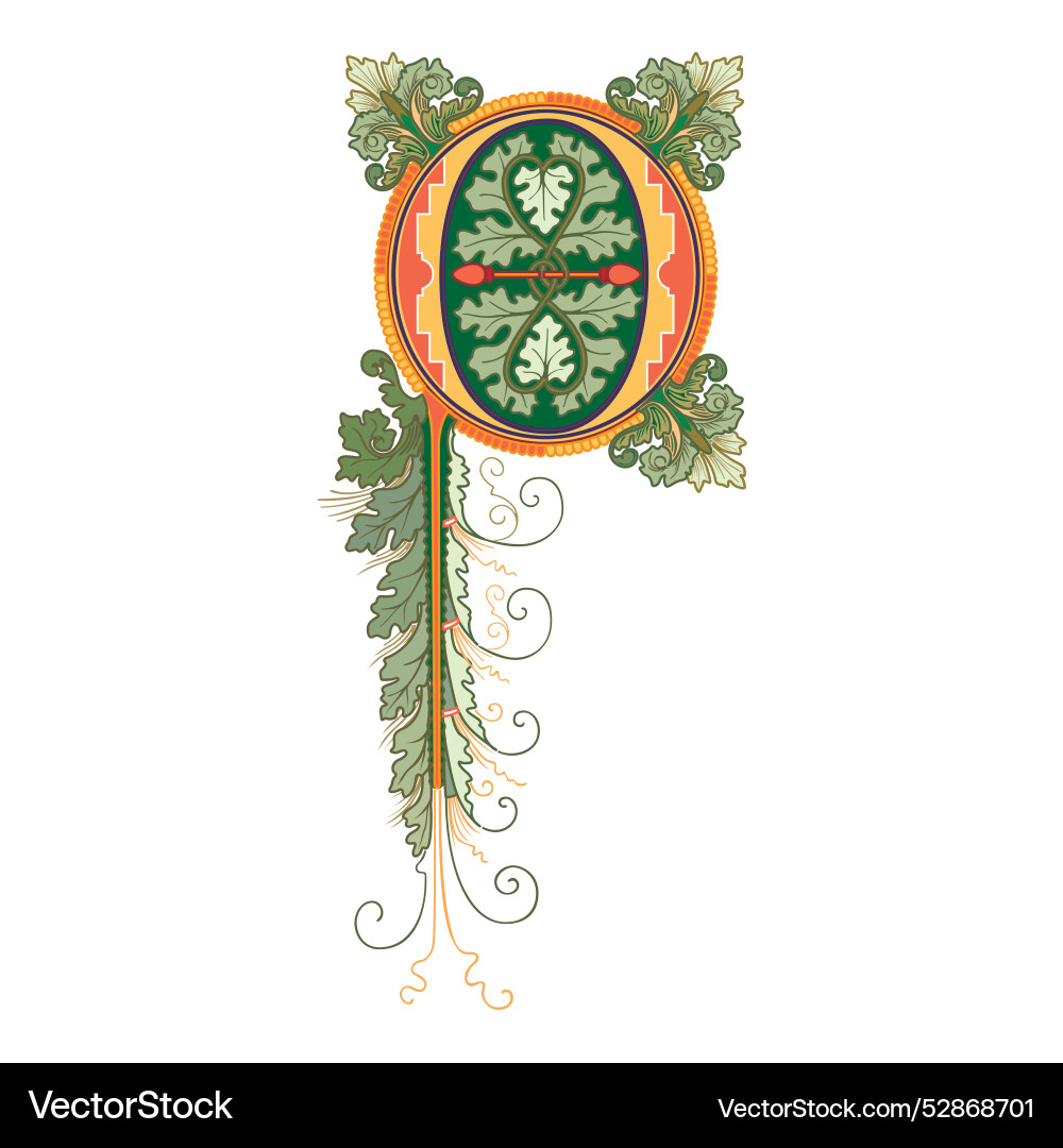 Art cinderella initial caps font capital letter o Vector Image