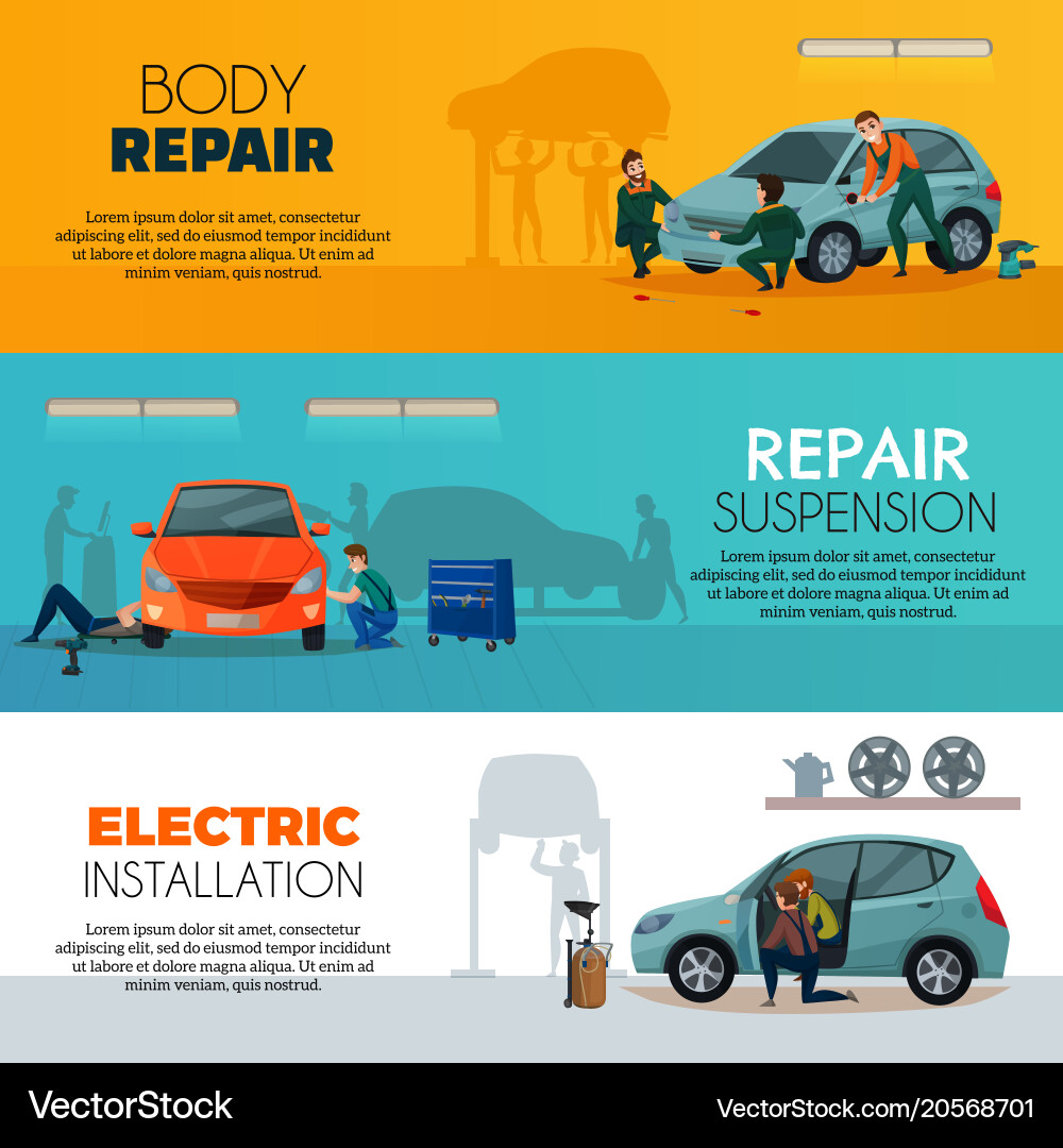 Car service banners set Royalty Free Vector Image