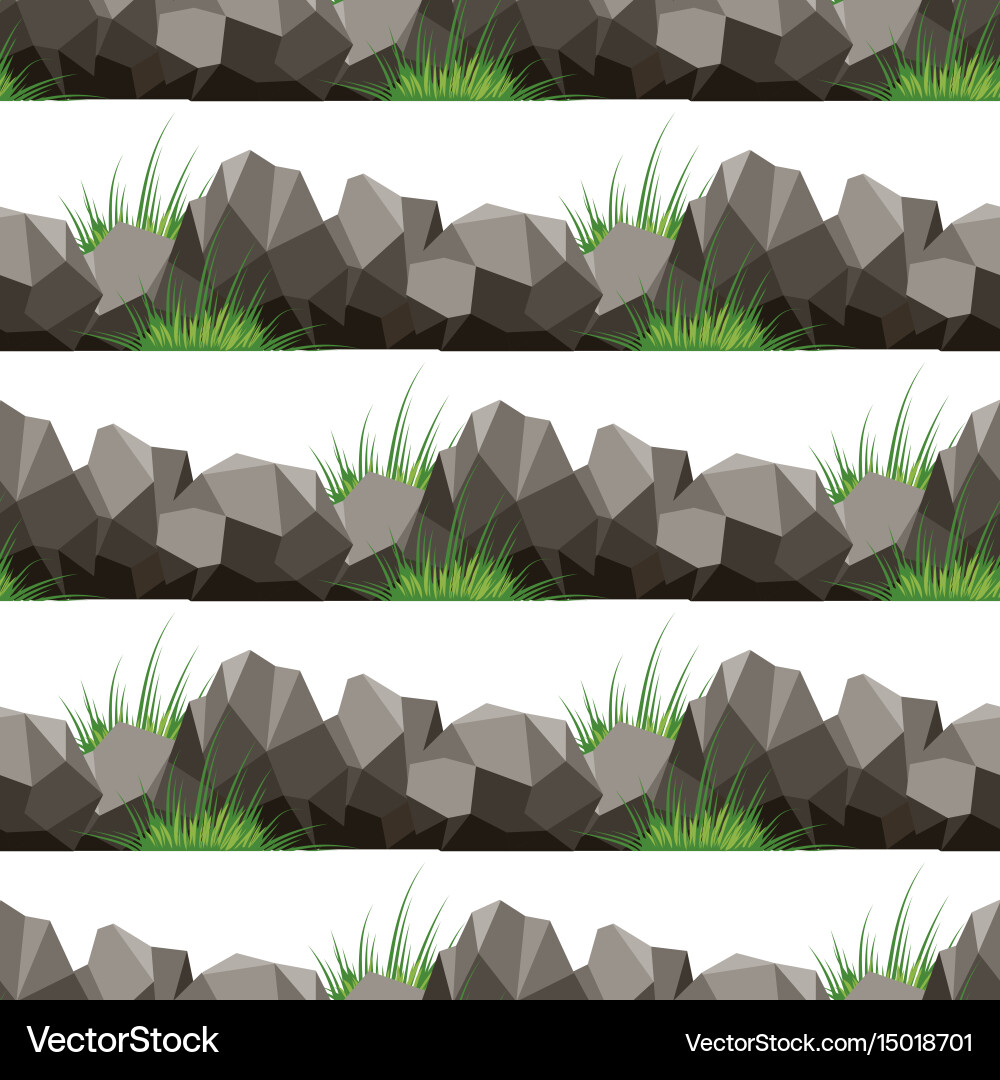 Cartoon grass and stones seamless pattern Vector Image