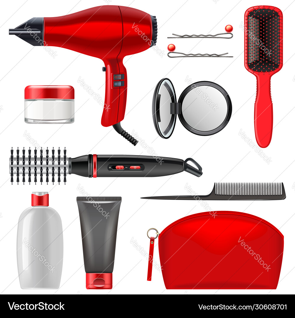 Hair styling icons set 2 Royalty Free Vector Image