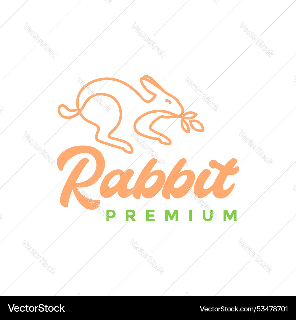 Mascot rabbit jump line logo design Royalty Free Vector