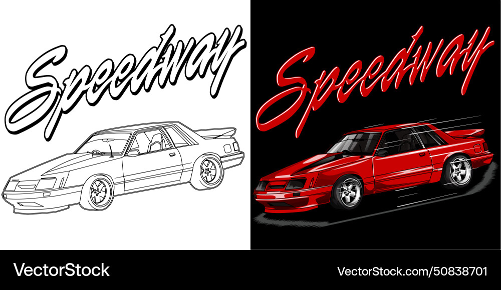 Red drag racing car with black strip Royalty Free Vector