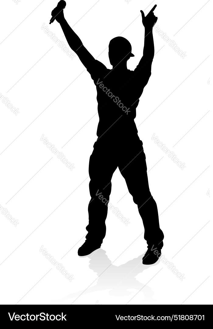 Singer pop country or rock star silhouette Vector Image