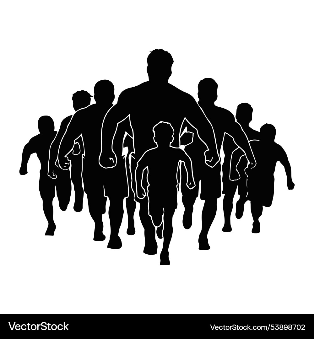 Boys running silhouette Royalty Free Vector Image
