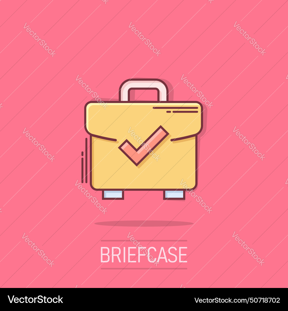 Briefcase accept icon in comic style portfolio Vector Image