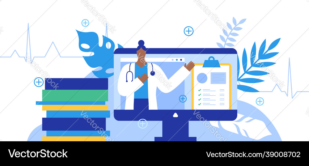 Doctor computer video call consultation concept Vector Image