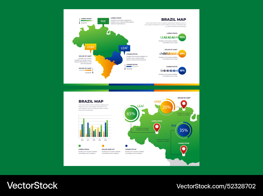 Gradient brazil map infographic Royalty Free Vector Image