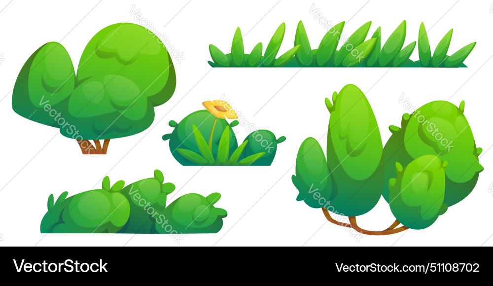 Green bush and grass border cartoon Royalty Free Vector