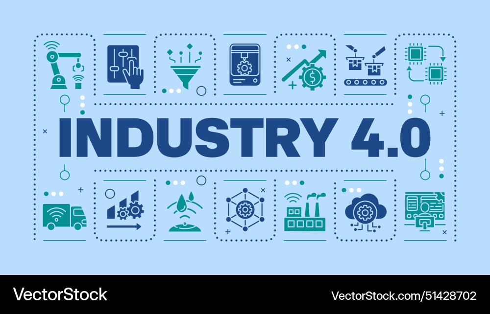 Industry four light blue word concept Royalty Free Vector