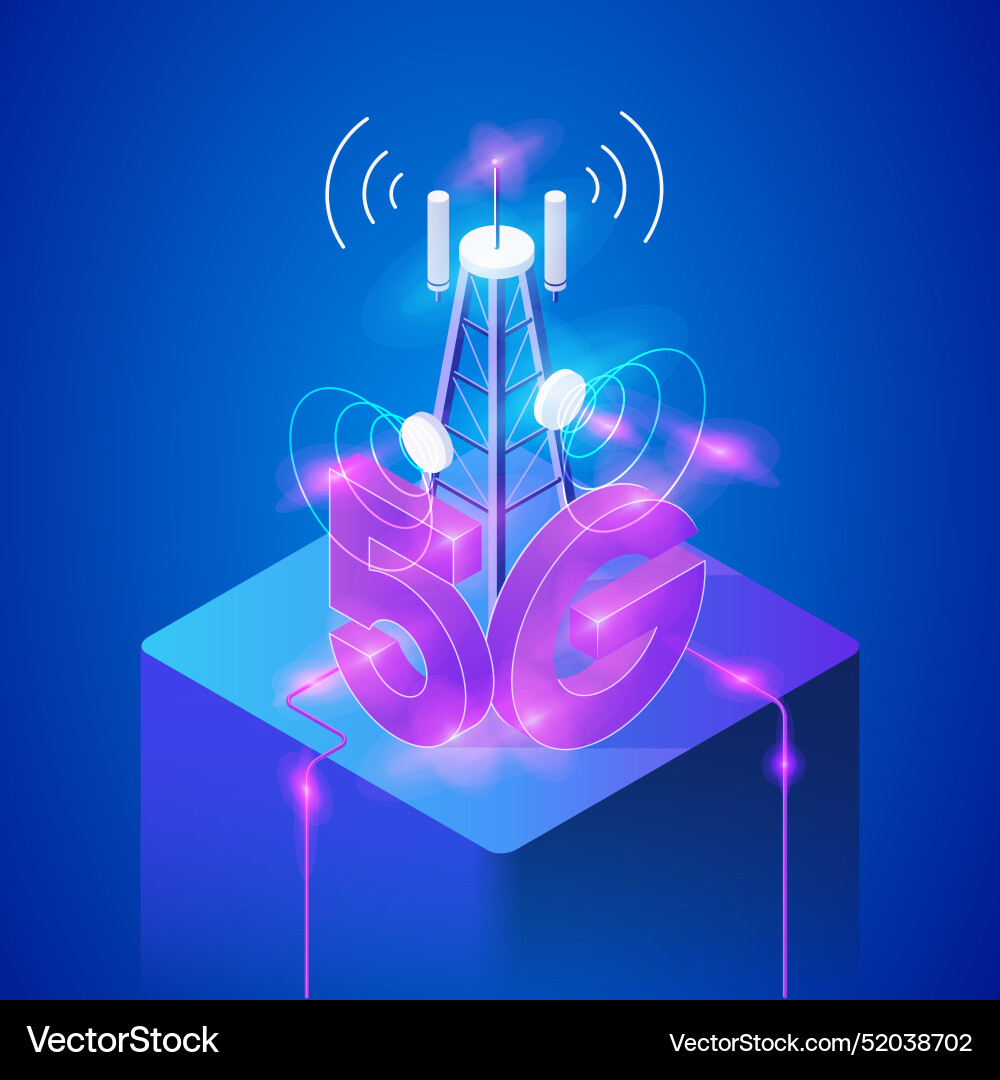 Isometric depicting a cellular tower Royalty Free Vector