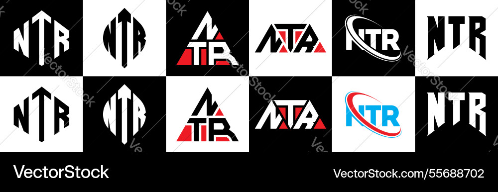 Ntr letter logo design in six style polygon Vector Image