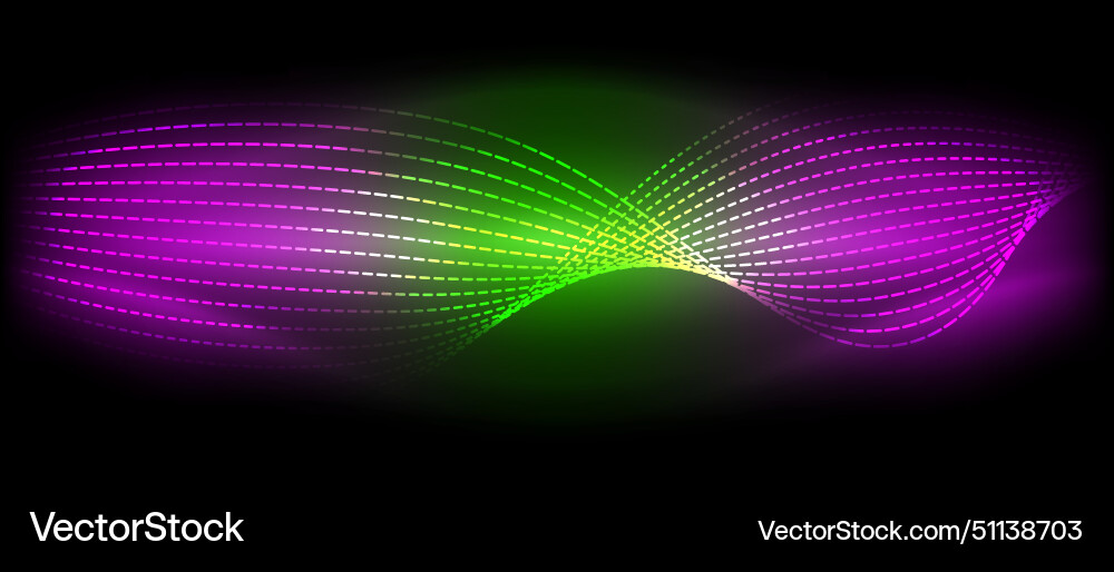 A purple and green wave on black background Vector Image