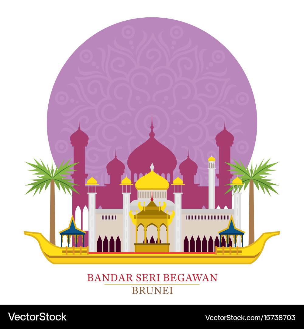 Bandar seri begawan brunei with decoration Vector Image